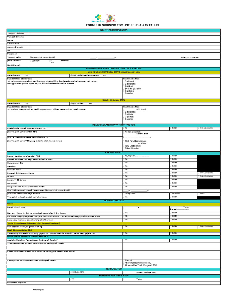 Formulir Skrining TBC Anak | PDF