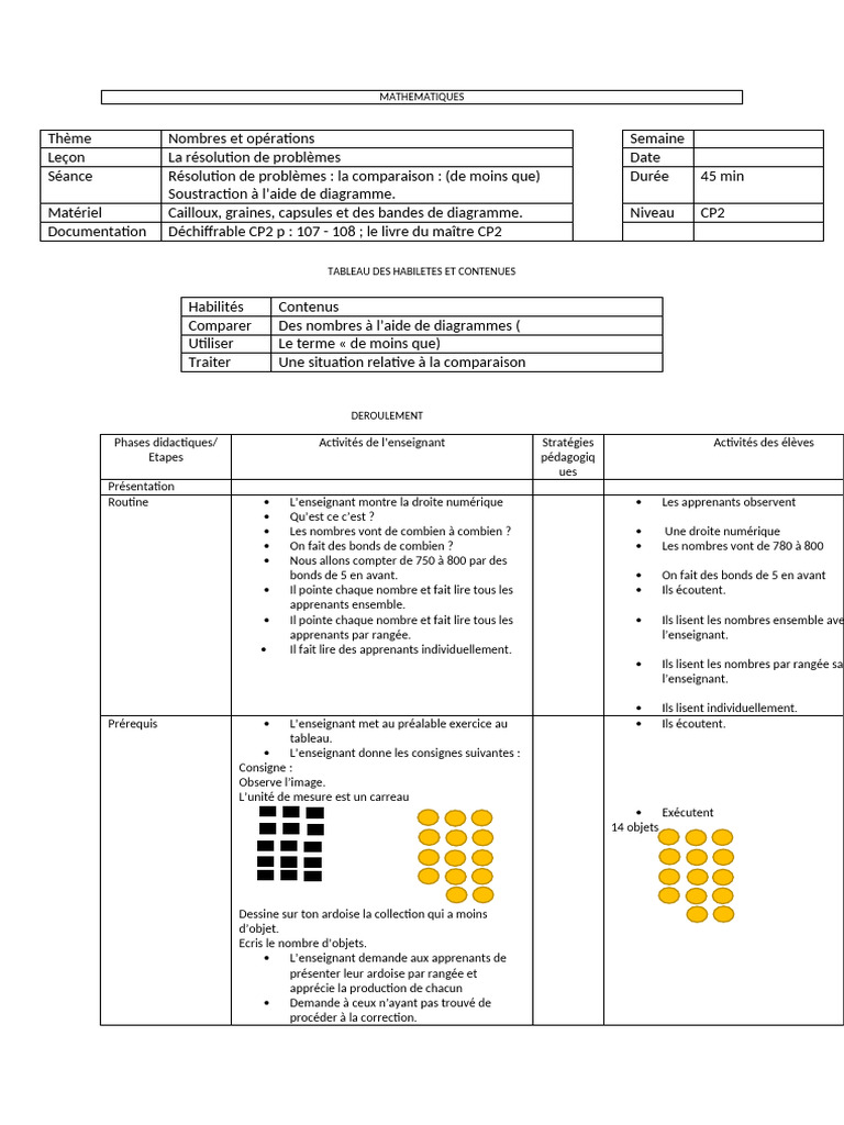 Comparaison de Nombres en CP2 | PDF | Apprentissage