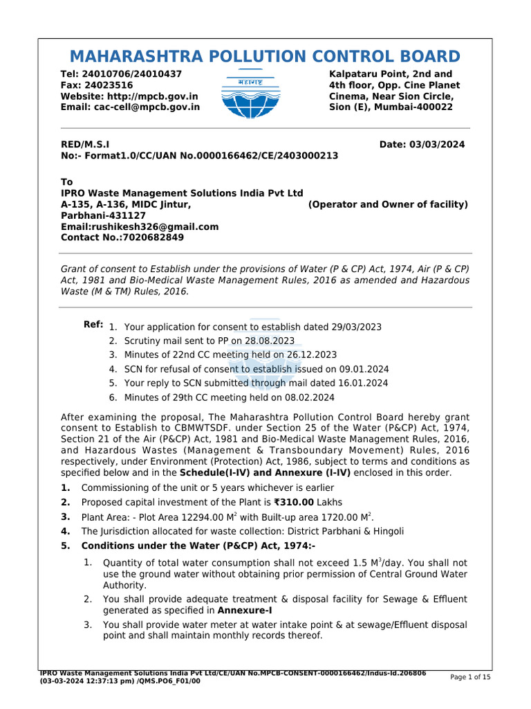 IPRO Waste Management Solutions India PVT LTD | PDF | Incineration | Waste