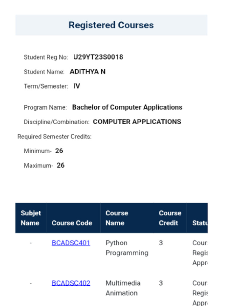 Student Course Registration | PDF