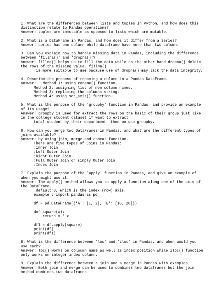 Pandas Interview Question | PDF | Computing | Computer Programming