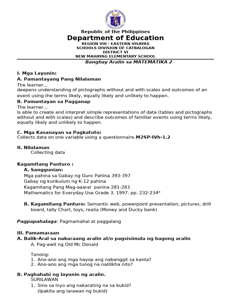 Cot - DLP - Mathematics 2 by Teacher Myra Animas | PDF