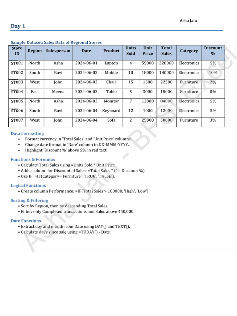 BFSI Excel - Practice | PDF