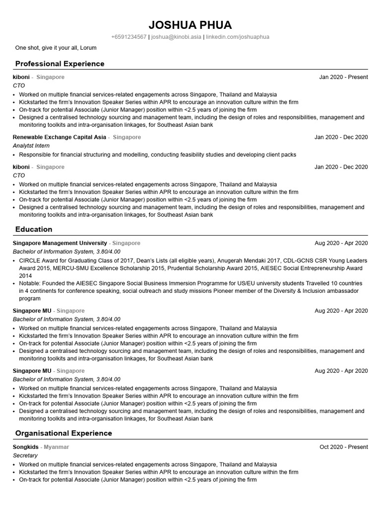 Joshua Phua Resume | PDF