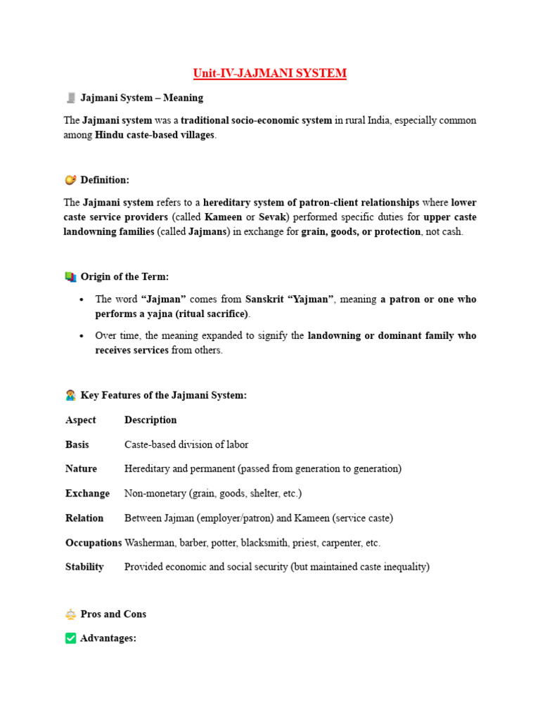 P 207 FKC U IV Jajmani System | PDF | Caste | Economies