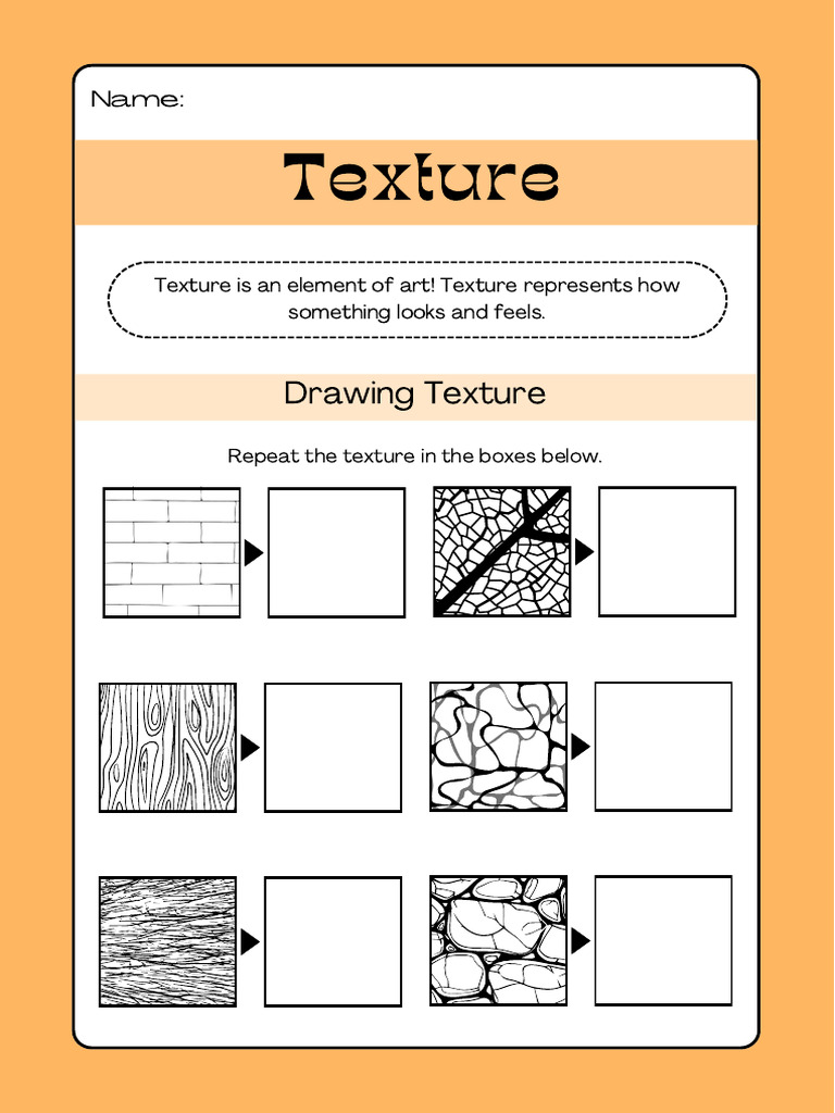 Art Texture Worksheet in Orange and White Retro Style | PDF