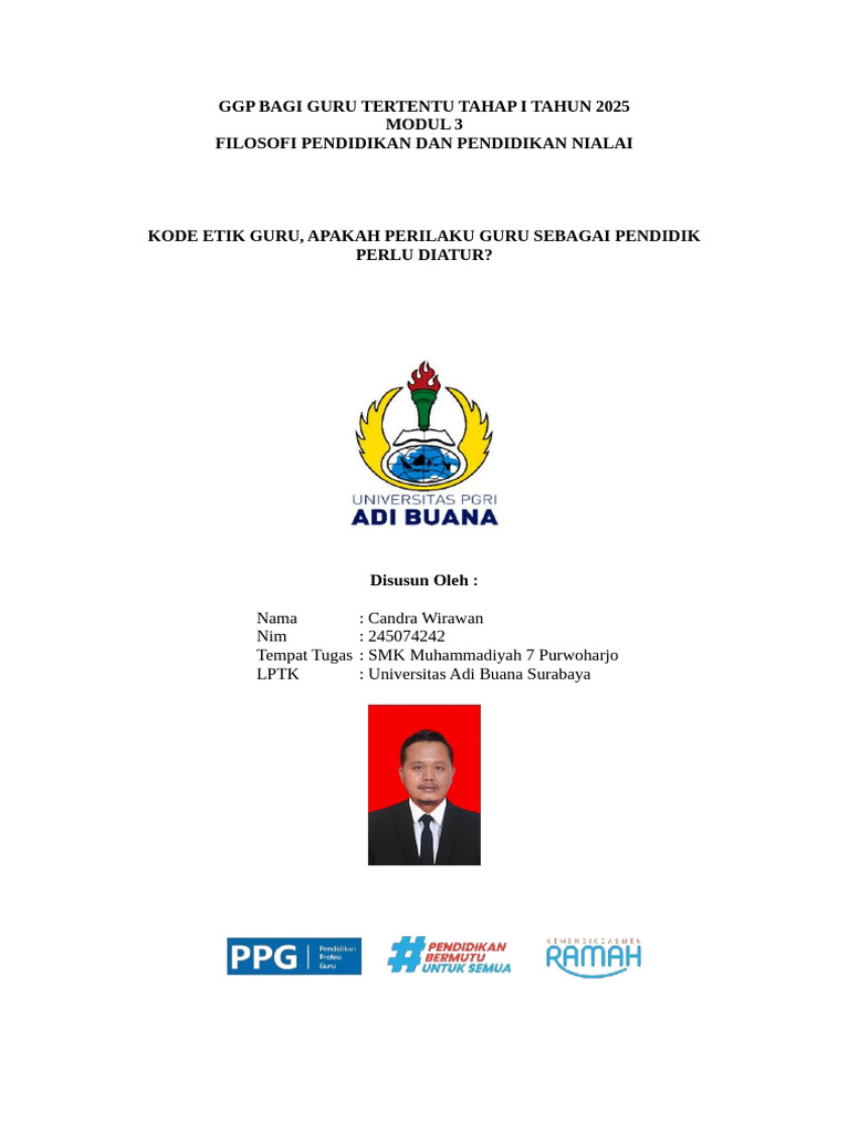 Contoh Cover Jurnal PPG 2025 | PDF
