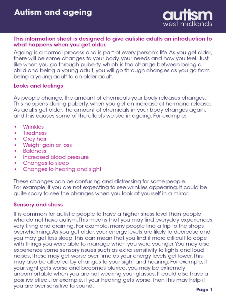 Autism and Aging: Key Changes Explained | PDF | Menopause | Autism