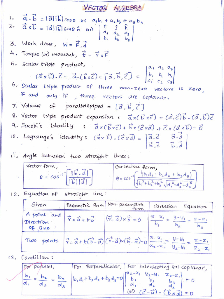 12th Math Vector Algebra | PDF | Equations | Elementary Geometry