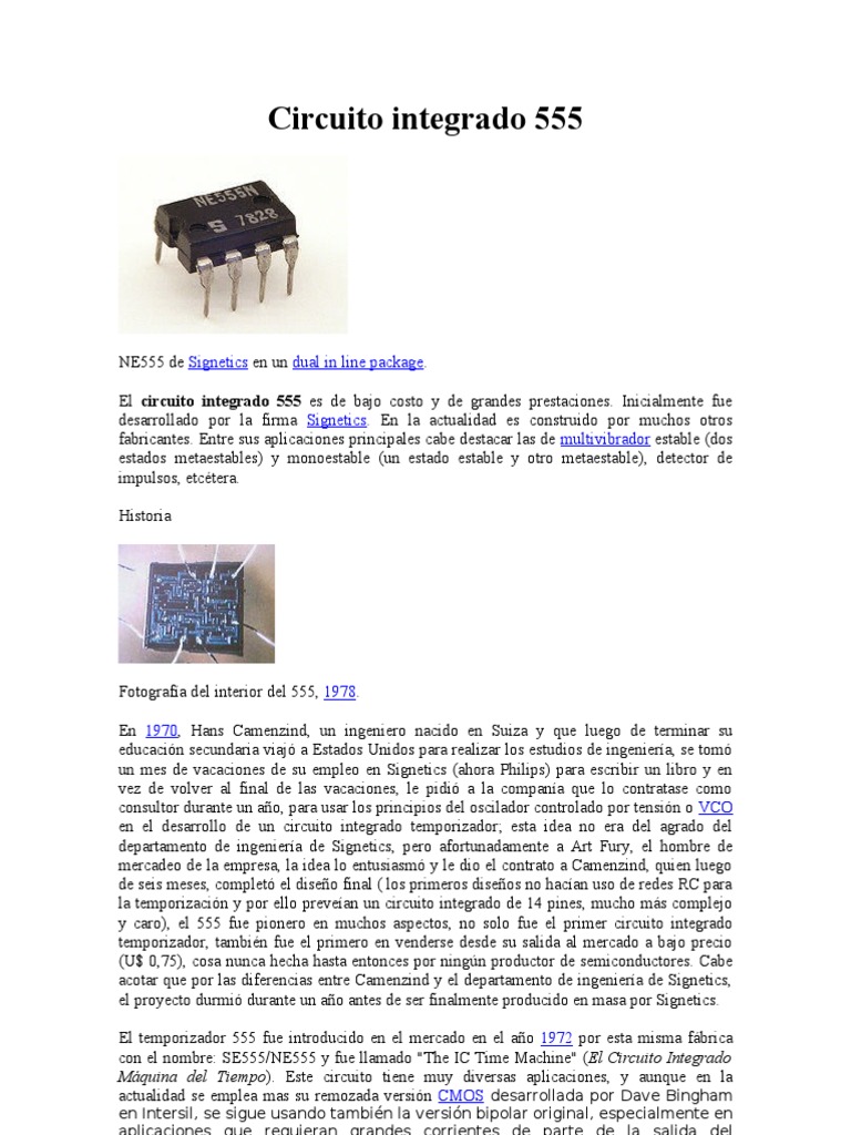 Circuito Integrado 555 | PDF | Circuitos electricos | Ingeniería Informática