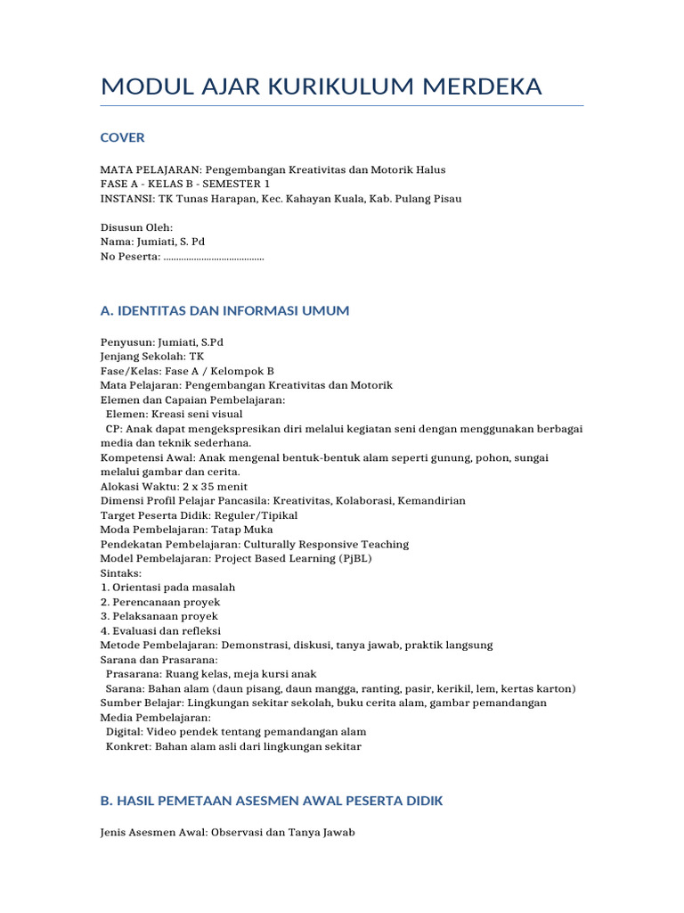 Modul Ajar Kreativitas Anak TK | PDF