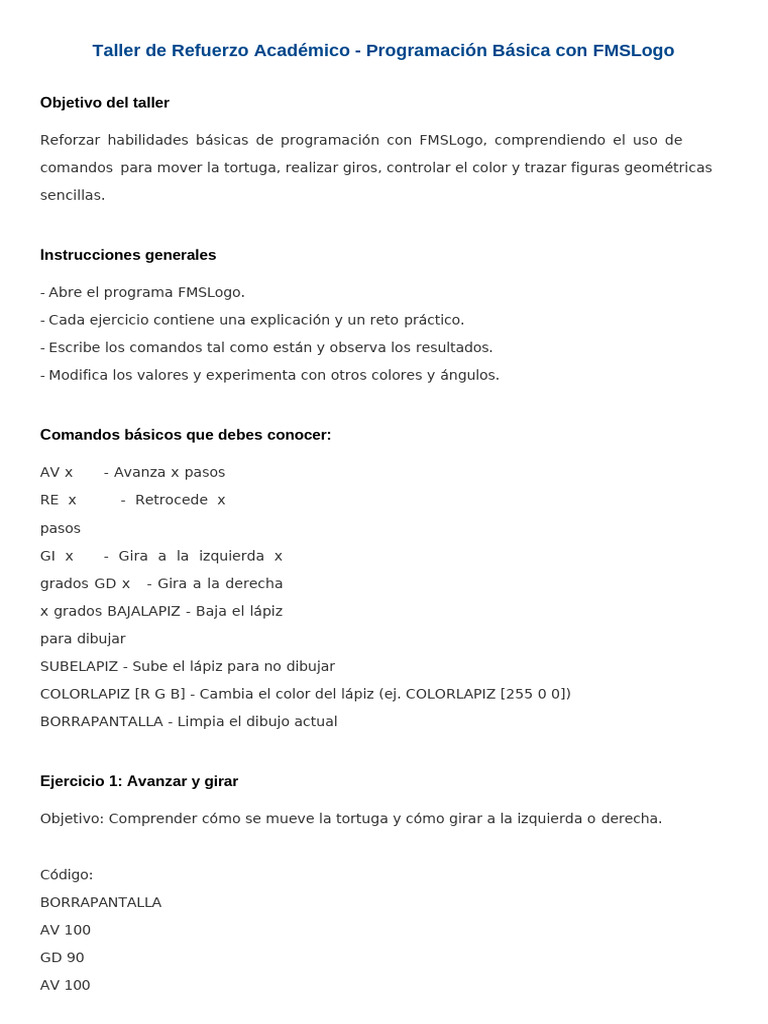 Taller Refuerzo FMSLogo | PDF