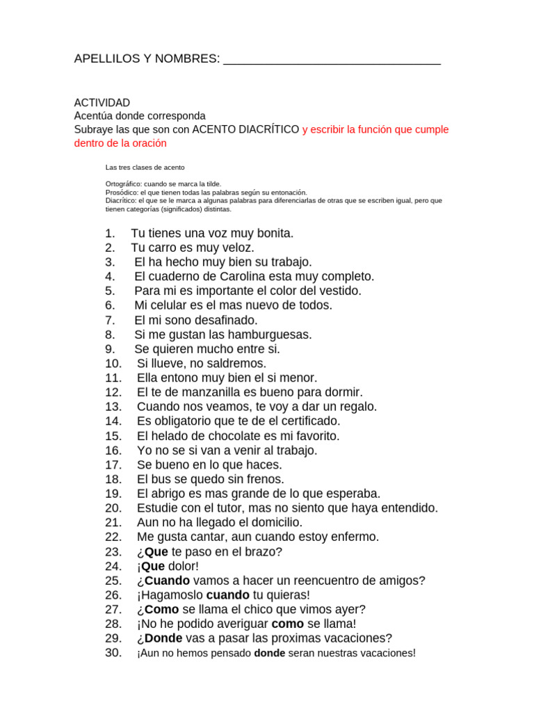 Acentuación y Acento Diacrítico | PDF | Lingüística
