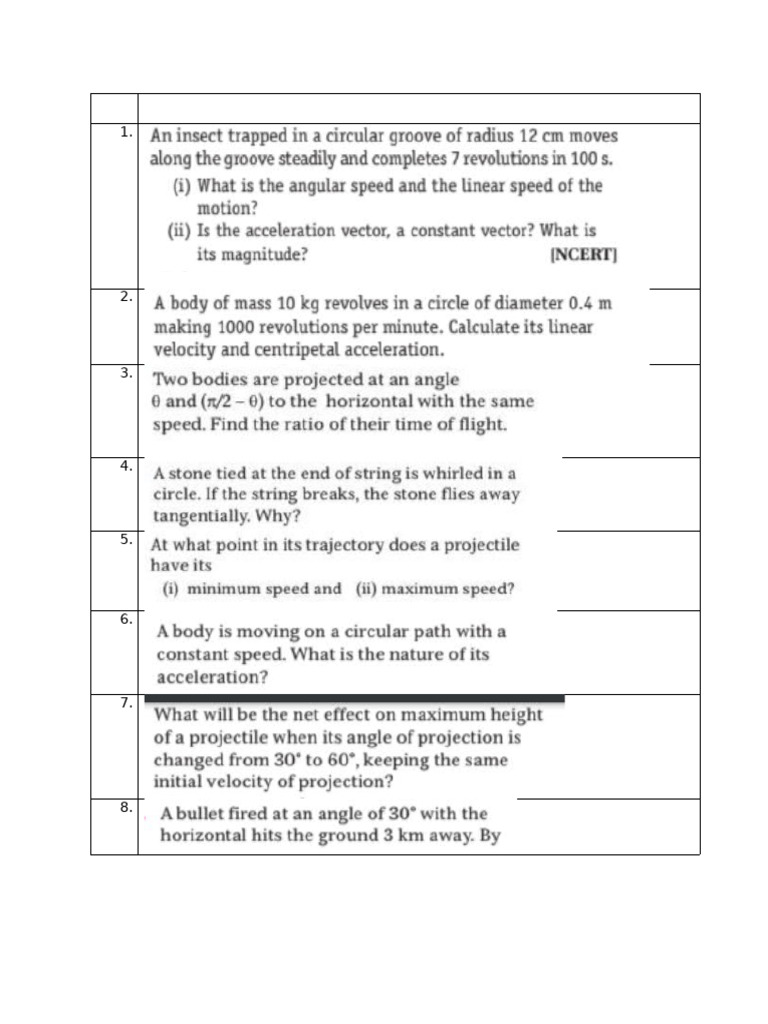 REV PROJECTILE AND CIRCULAR Questions | PDF