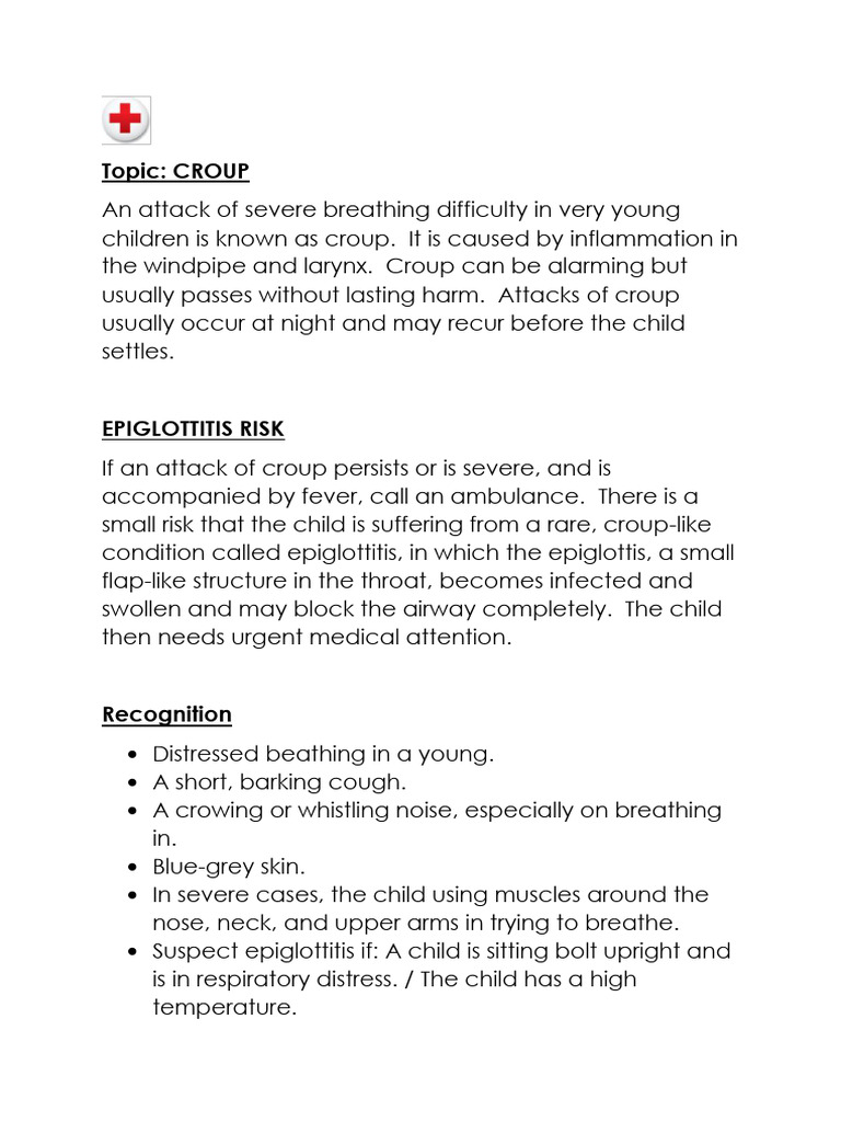 First Aid Croup | PDF
