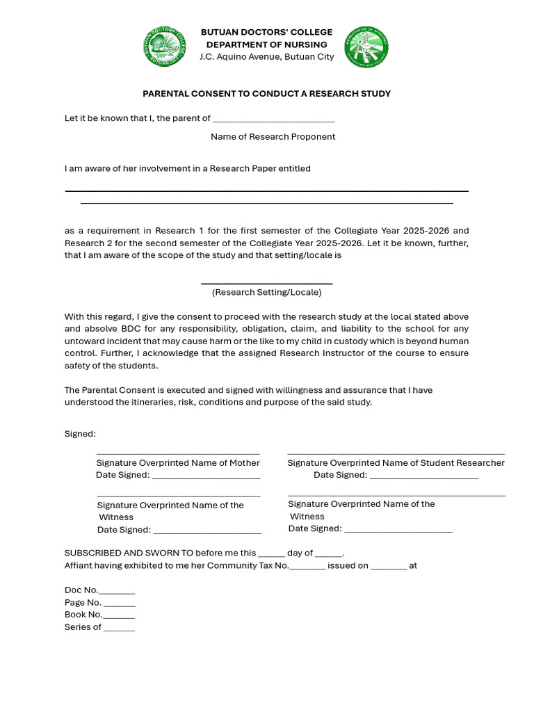 Parental Consent 2025 2026 | PDF