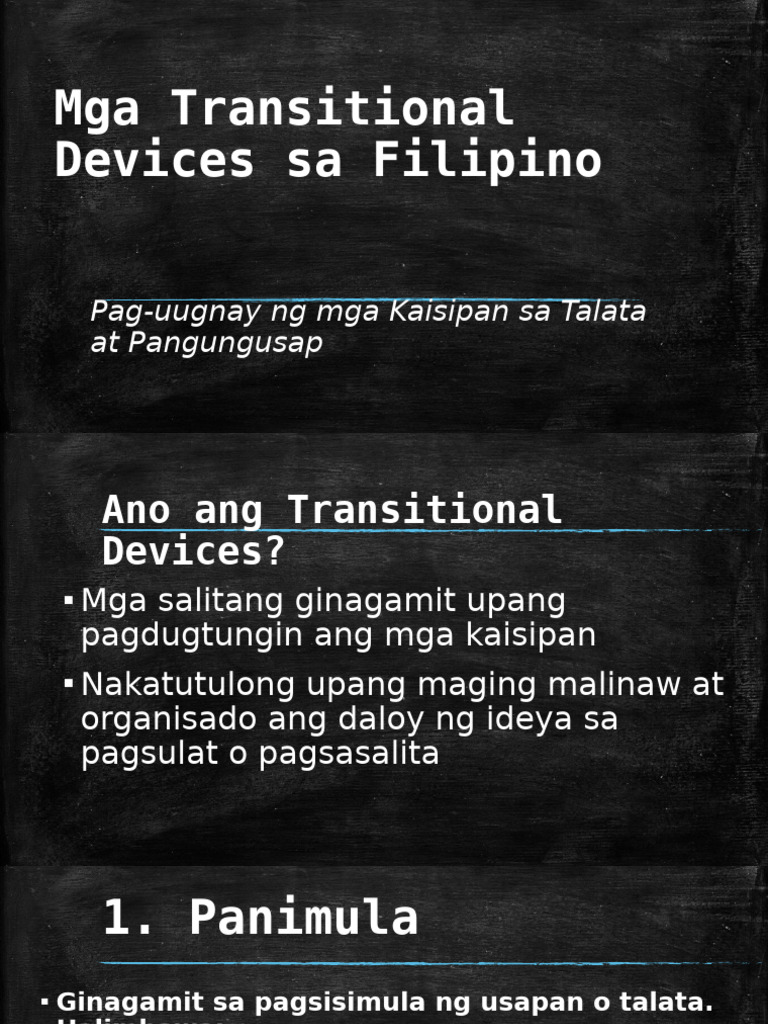 Mga Transitional Devices Sa Filipino | PDF