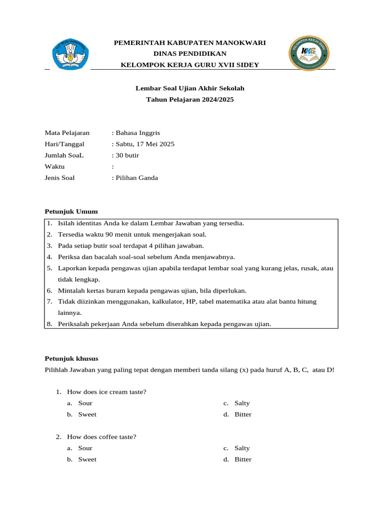 Fix English SAS Kelas 6 (UAS) | PDF | Clothing | Fashion