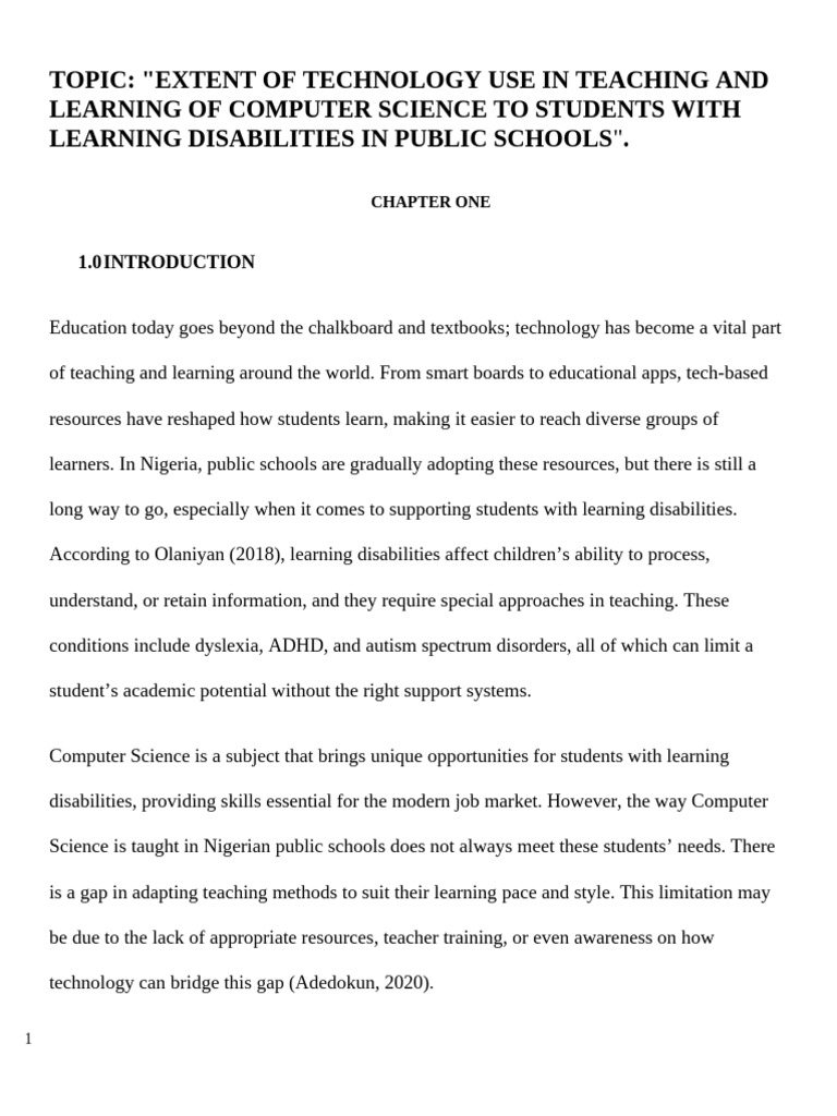 Extent of Technology Use in Teaching and Learning of Computer Science ...