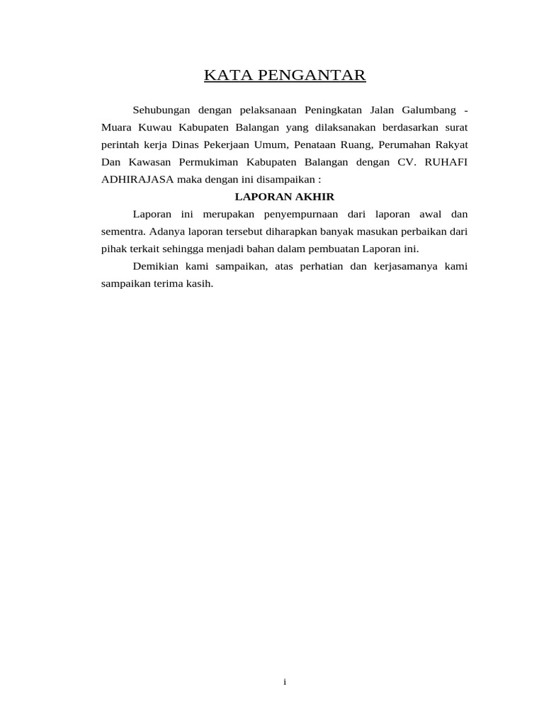 Kata Pengantar Laporan Akhir Pdf