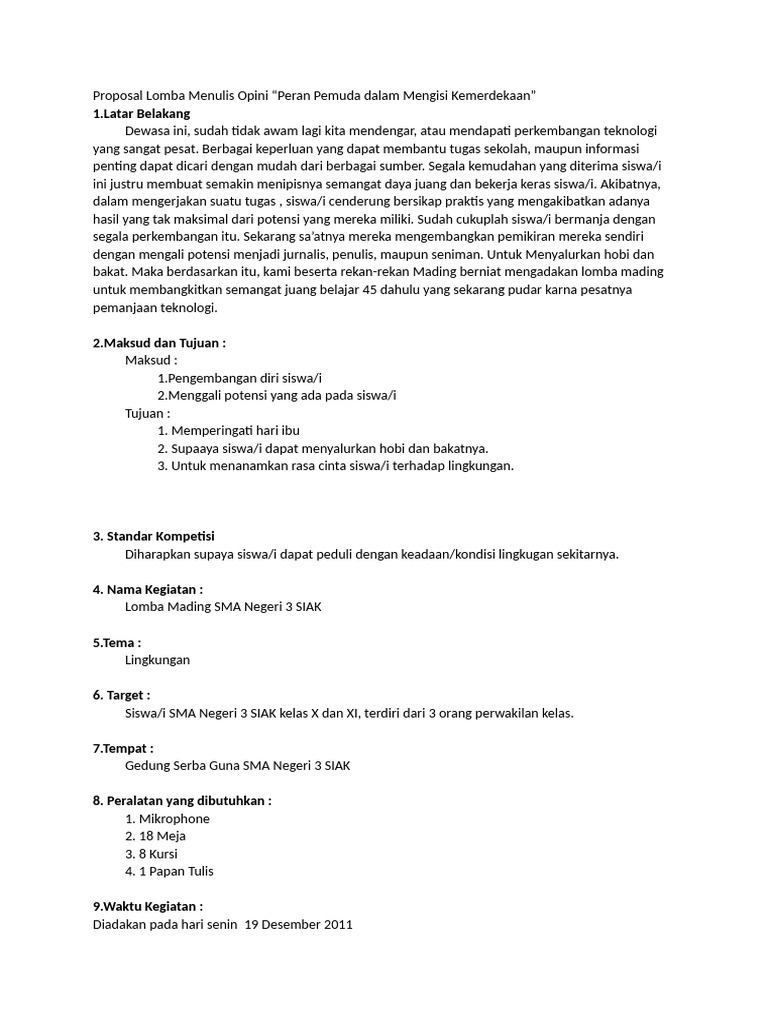 Lomba Mading Pemuda: Mengisi Kemerdekaan | PDF