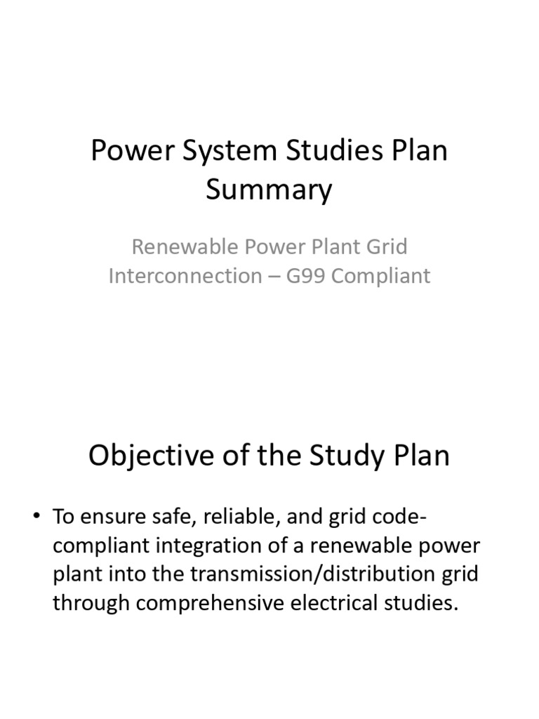 G99 Renewable Power Plant Study Plan | PDF