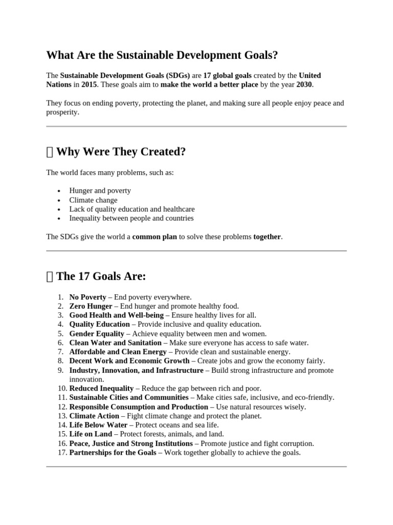 What Are The Sustainable Development Goals? | PDF