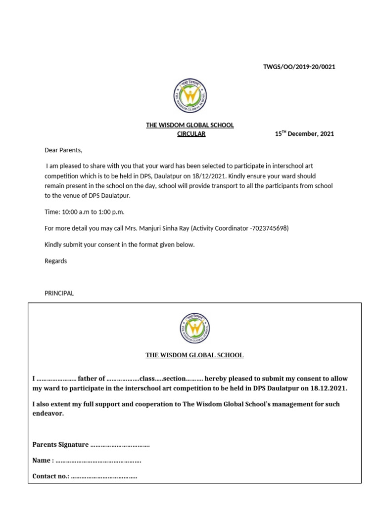 Interschool Art Competition Notice | PDF