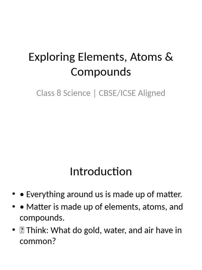 Elements Atoms Compounds Class8 | PDF