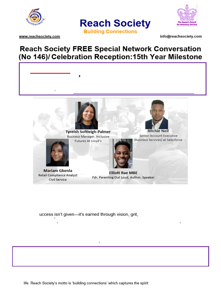 Reach Society 15th Anniversary Event | PDF