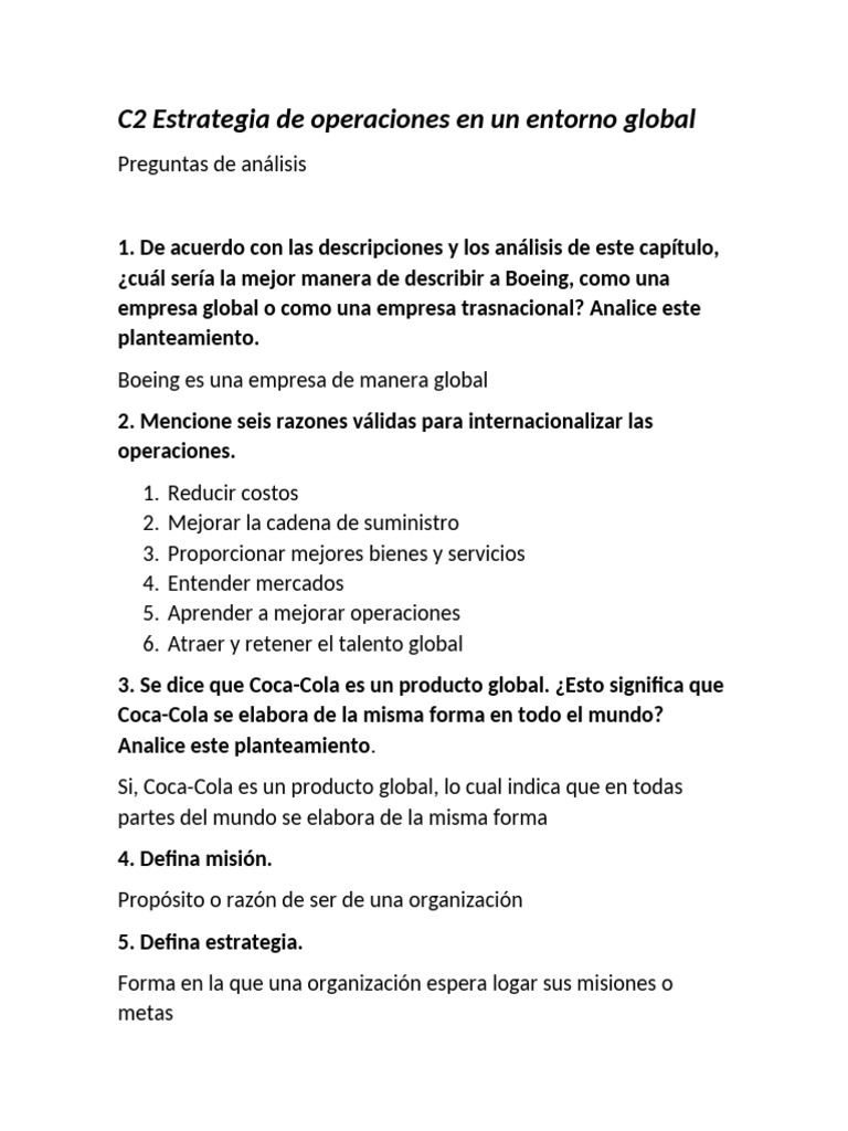 C2 Estrategia de Operaciones en Un Entorno Global | PDF | Business | Marketing