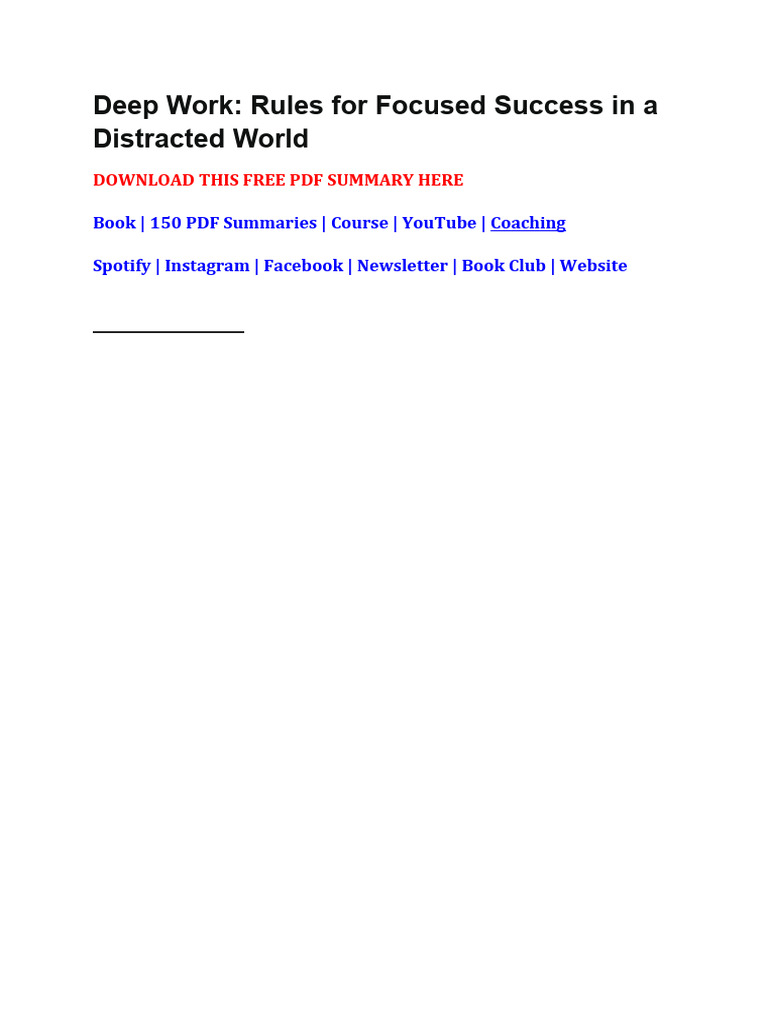 Deep Work: Focused Success Guide | PDF | Attention | Internet