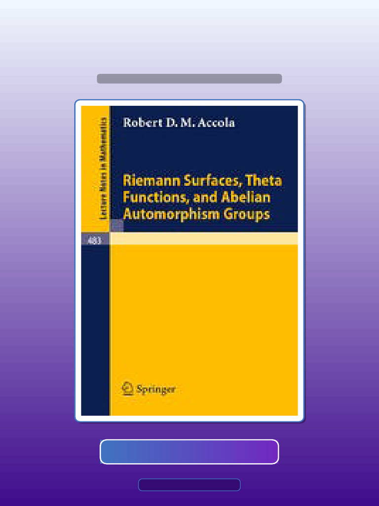 Riemann Surfaces Theta Functions and Abelian Automorphisms Groups Ebook ...