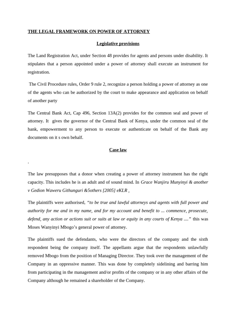 Firm 15 - The Legal Framework On Power of Attorney | PDF | Power Of ...