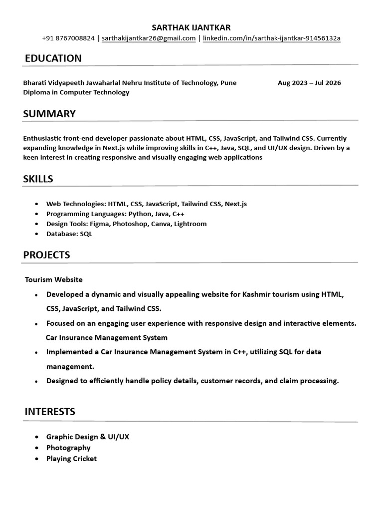Updated Resume Sarthak-1 | PDF