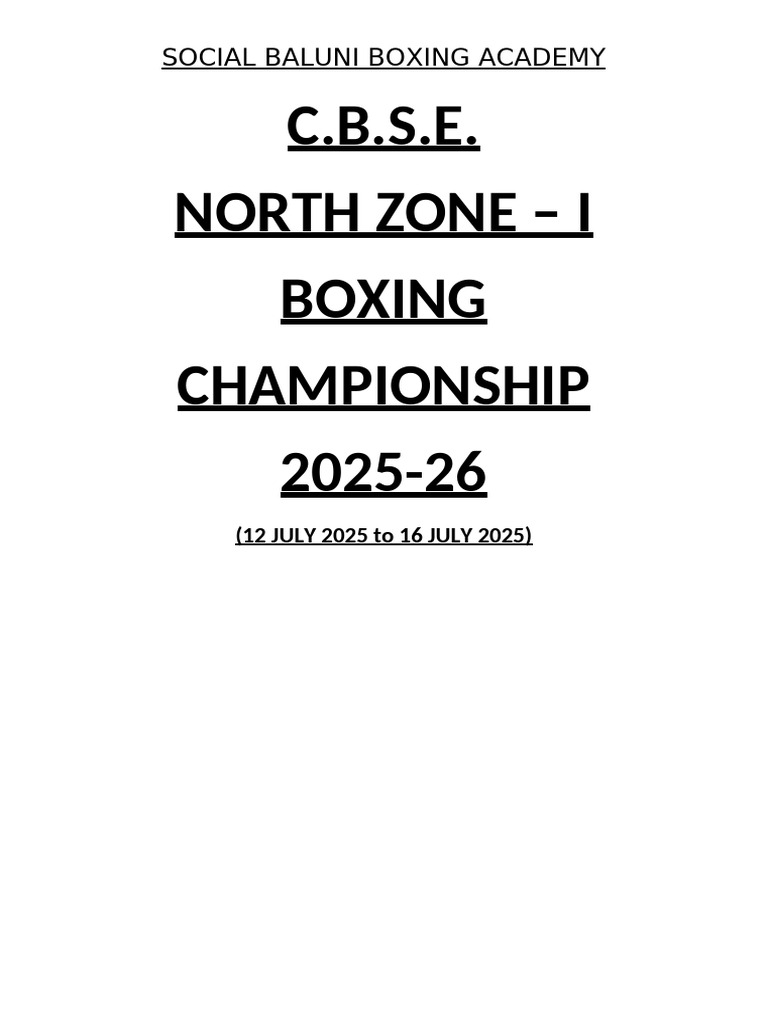 CBSE North Zone Boxing Championship 2025 | PDF | Chess Theory | Chess