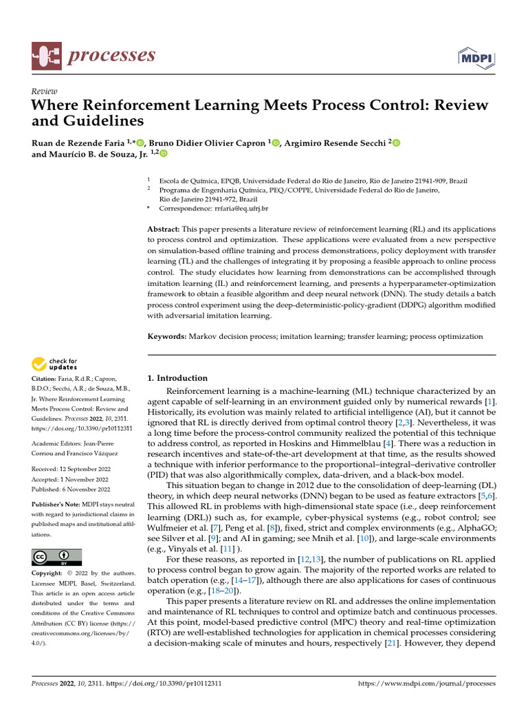 Where Reinforcement Learning Meets Process Control Review | PDF | Deep Learning | Artificial ...