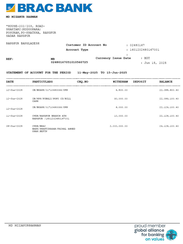 BRAC Bank Statement 10052023 PDF | PDF | Private Sector | Service Industries