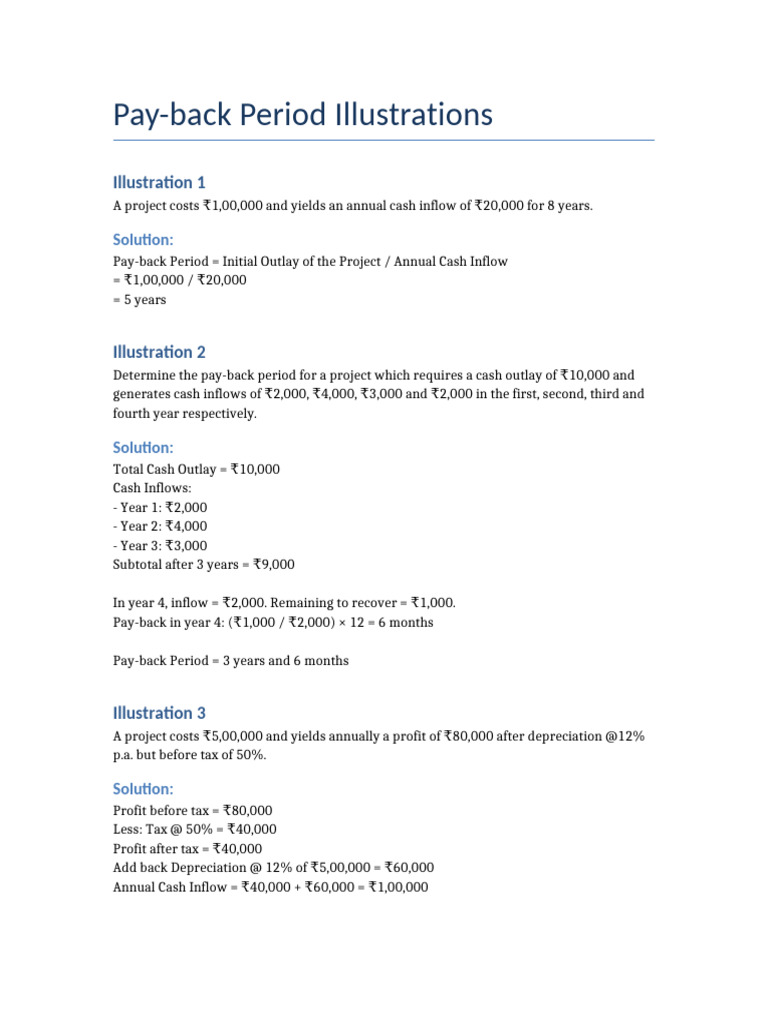 Pay-back Period Analysis and Comparisons | PDF | Depreciation ...