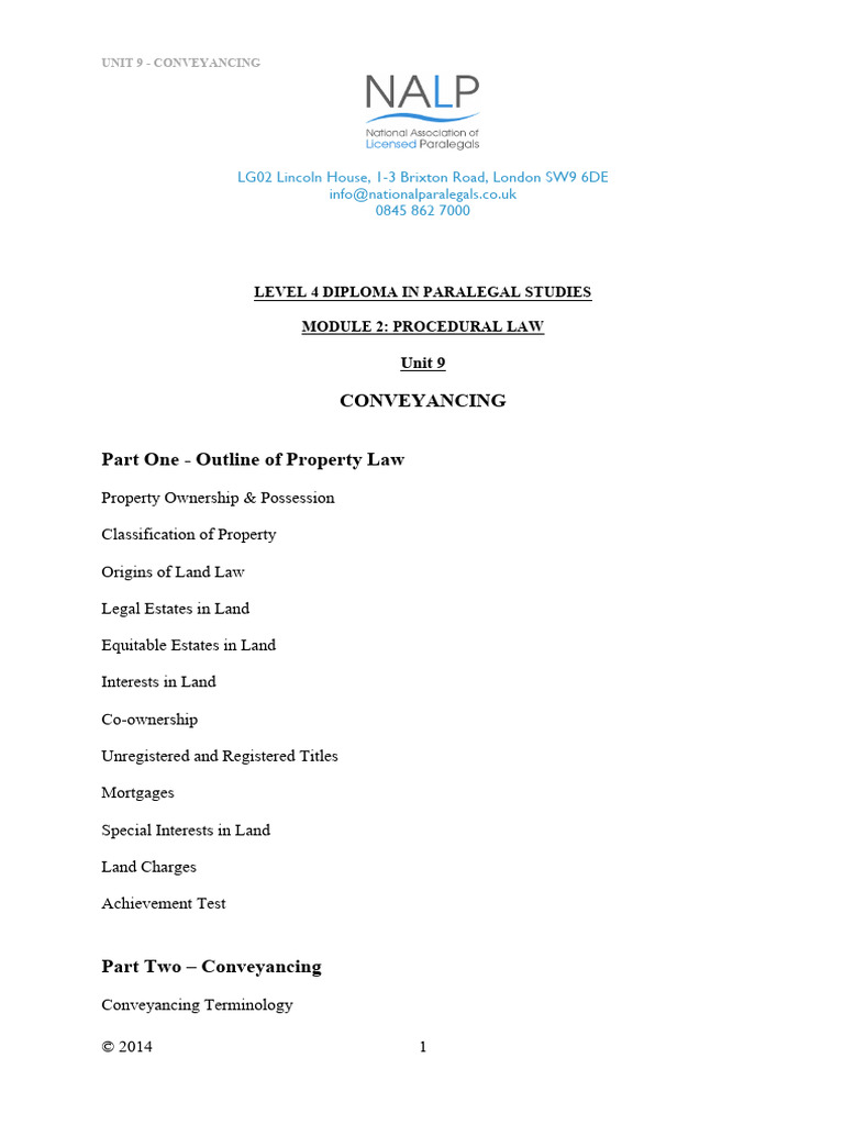 Understanding Conveyancing Law Basics | PDF | Leasehold Estate | Lease