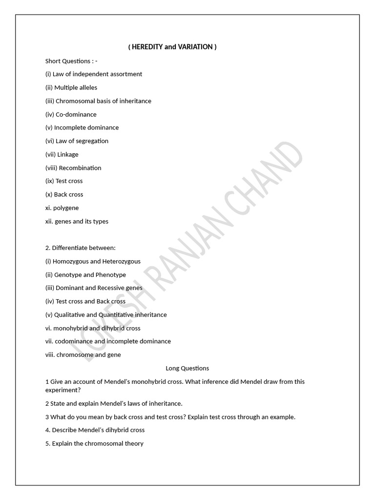 Heredity and Variation | PDF
