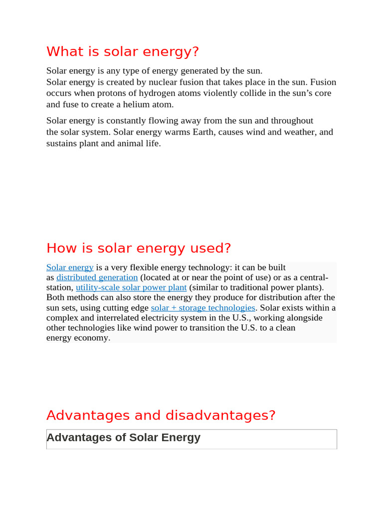 Overview of Solar Energy Benefits | PDF | Solar Power | Solar Energy