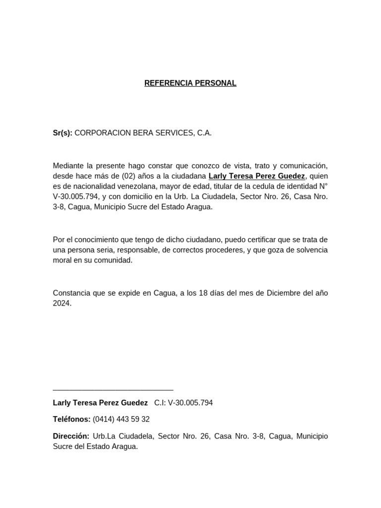 Referencia La Flaca Larly | PDF