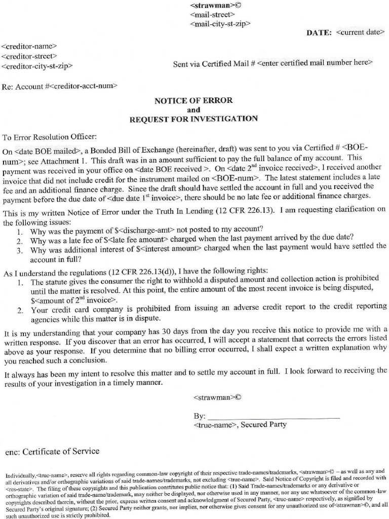 Notice of Error | PDF