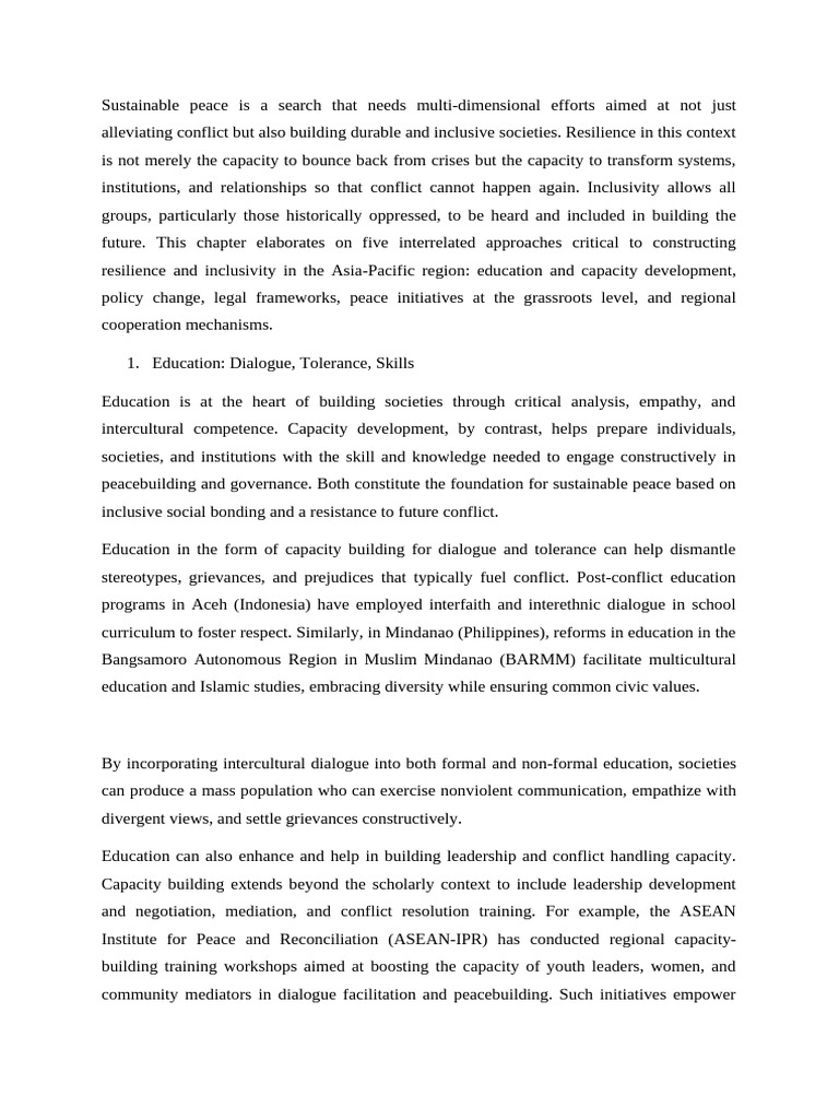Sustainable Peace Is A Search That Needs Multi | PDF | Peacebuilding ...