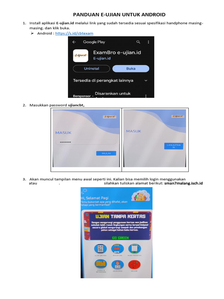 Panduan E-Ujian untuk Android | PDF