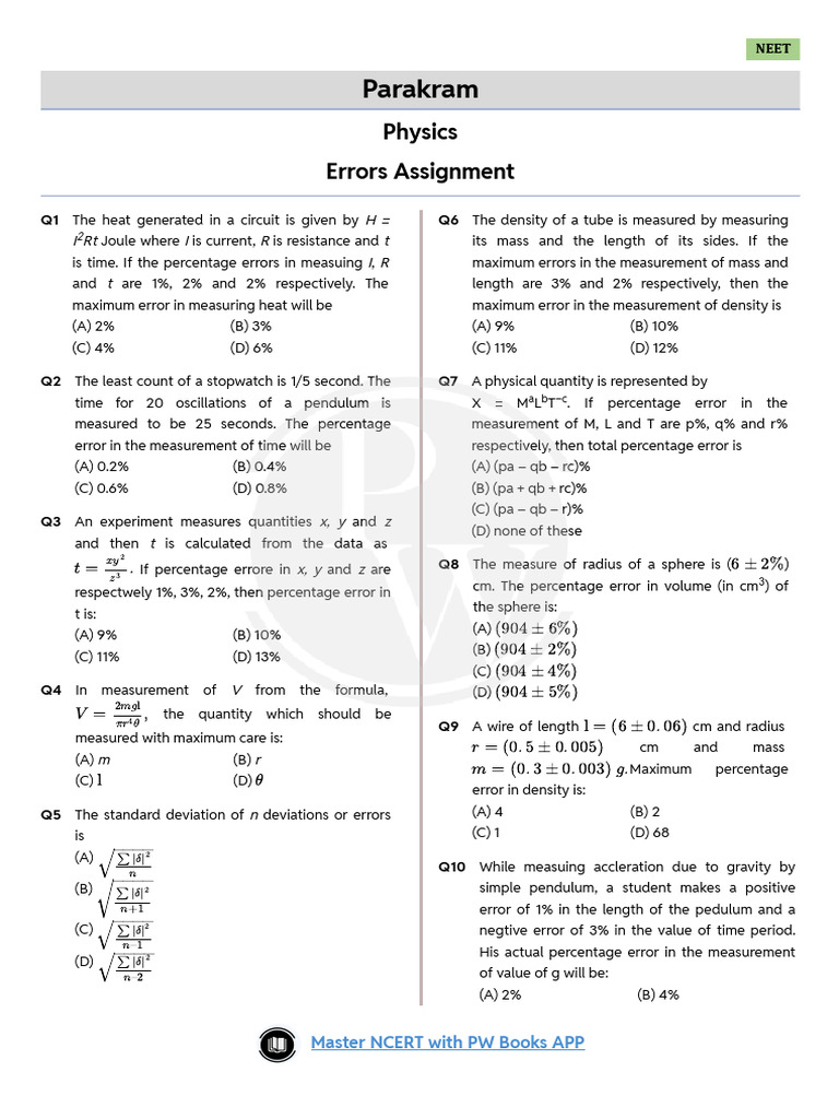 Stopwatch Least Count and Errors | PDF | Temperature | Pendulum