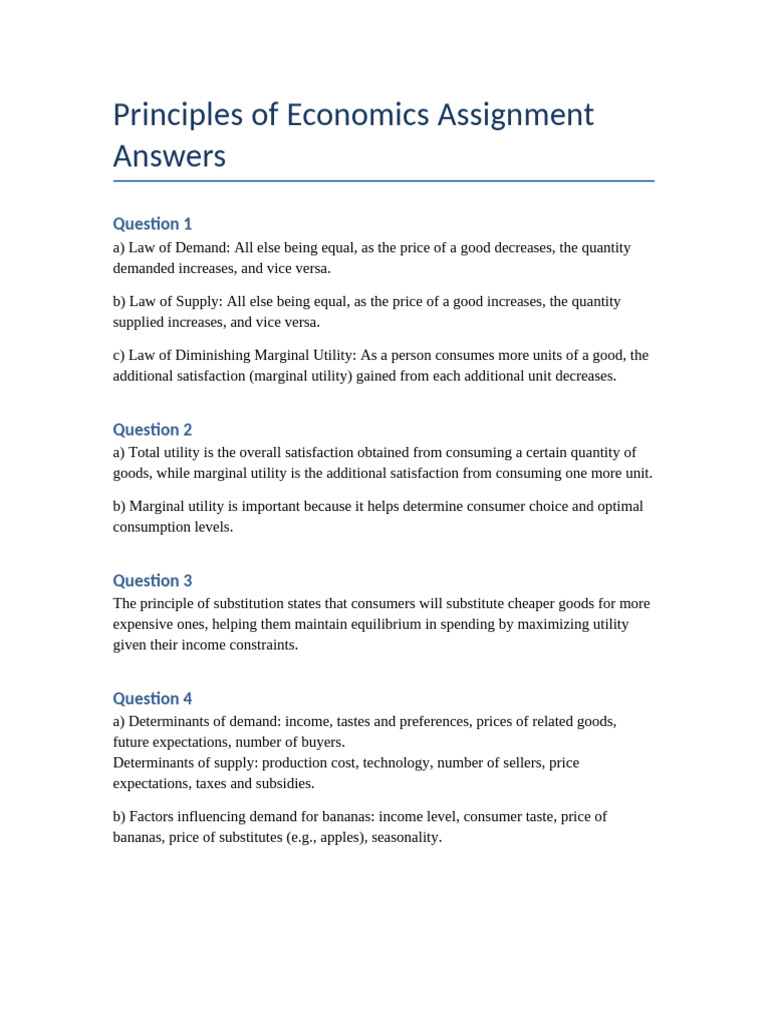 Economics Assignment Answers Part1 | PDF