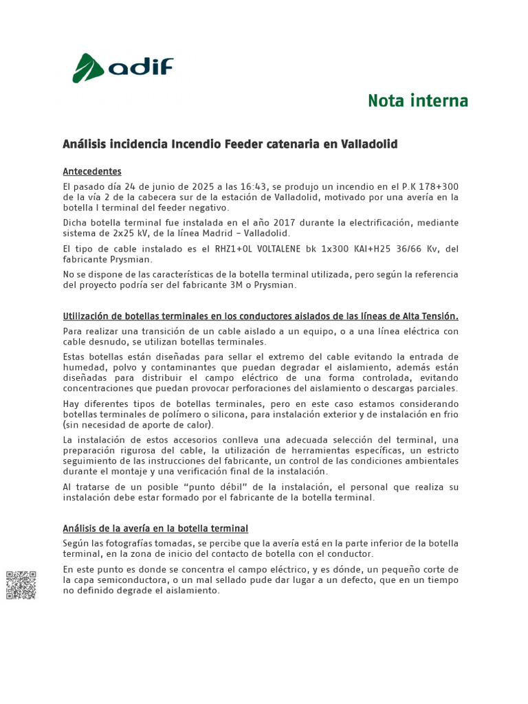 Nota Interna - Avería Terminales - V1 | PDF | Aislador (Electricidad ...