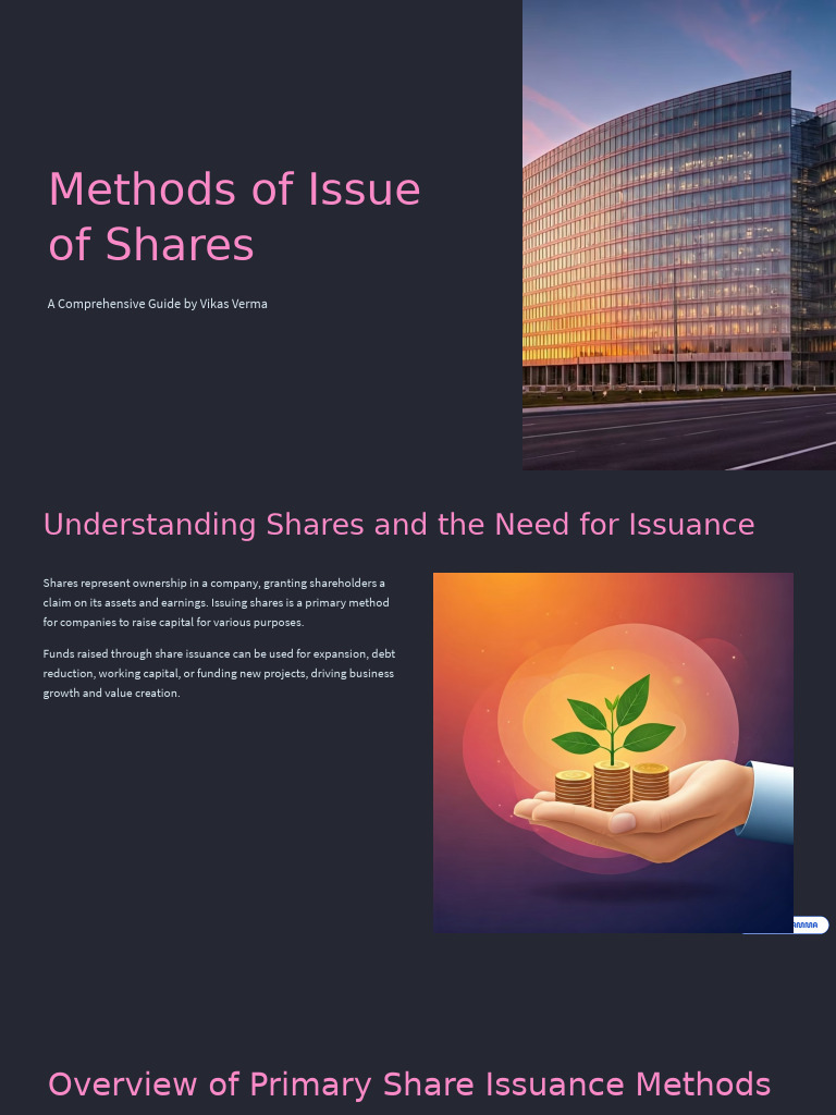 Methods of Issuing Shares Explained | PDF | Stocks | Initial Public ...
